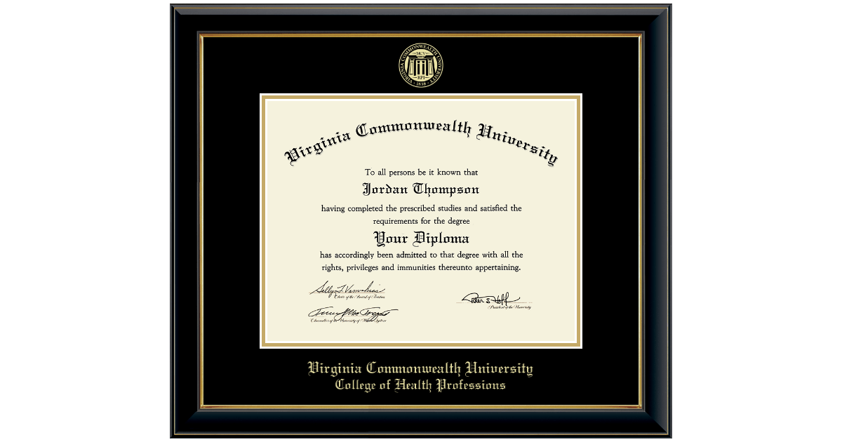 Gold Embossed Diploma Frame in Onyx Gold Virginia Commonwealth ...