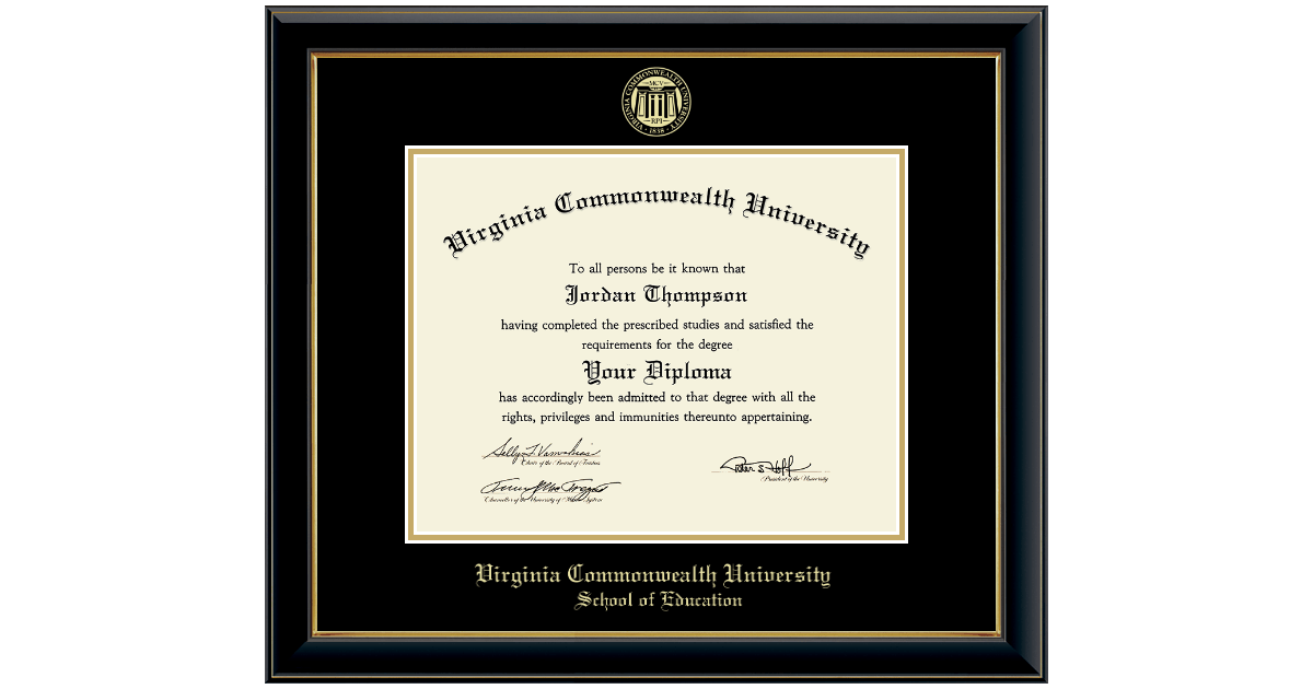 Gold Embossed Diploma Frame in Onyx Gold Virginia Commonwealth ...