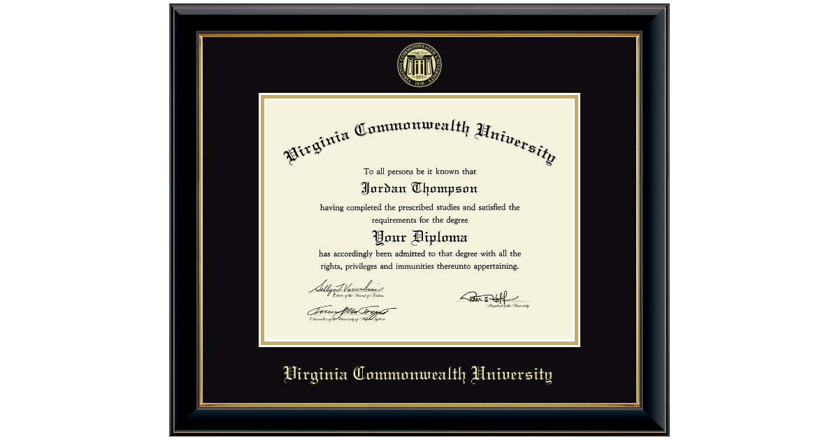 Gold Embossed Diploma Frame in Onyx Gold Virginia Commonwealth ...
