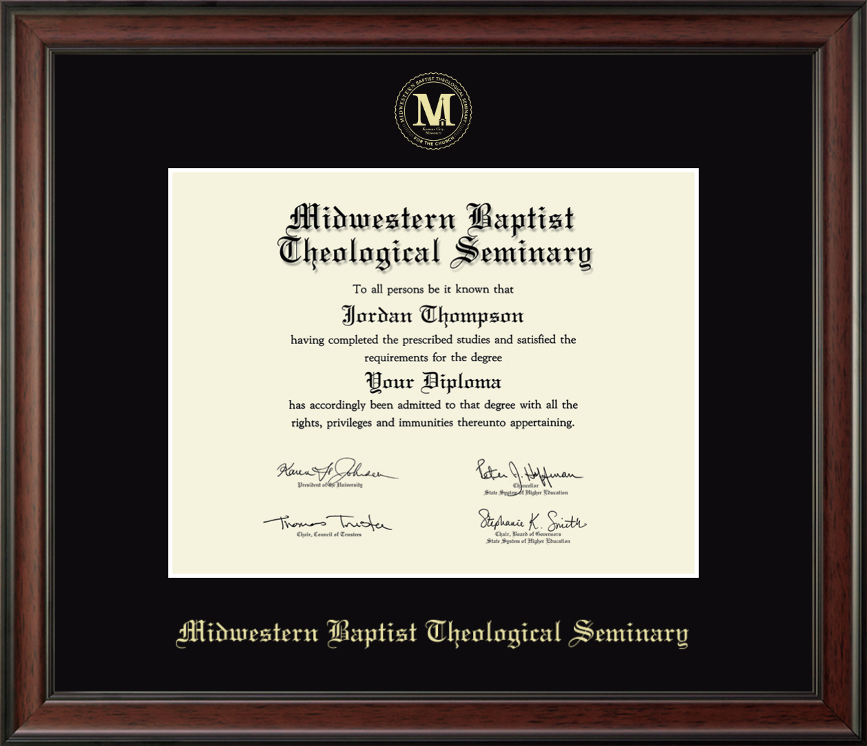 Midwestern Baptist Theological Seminary Gold Embossed Diploma Frame in ...