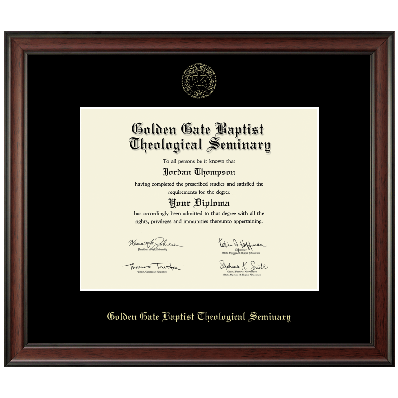 Gold Embossed Diploma Frame in Studio Golden Gate Baptist Theological ...