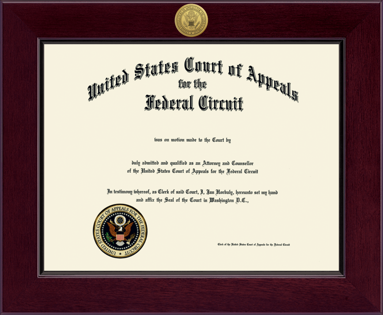 The United States Court of Appeals Century Gold Engraved Certificate ...