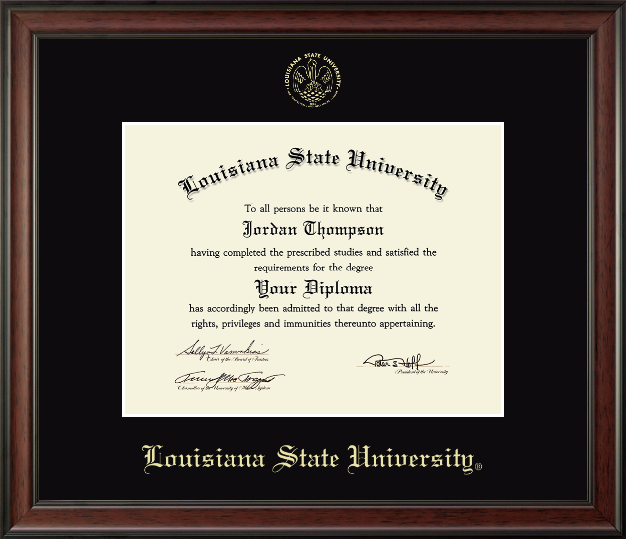 Louisiana State University Gold Embossed Diploma Frame in Studio - Item ...