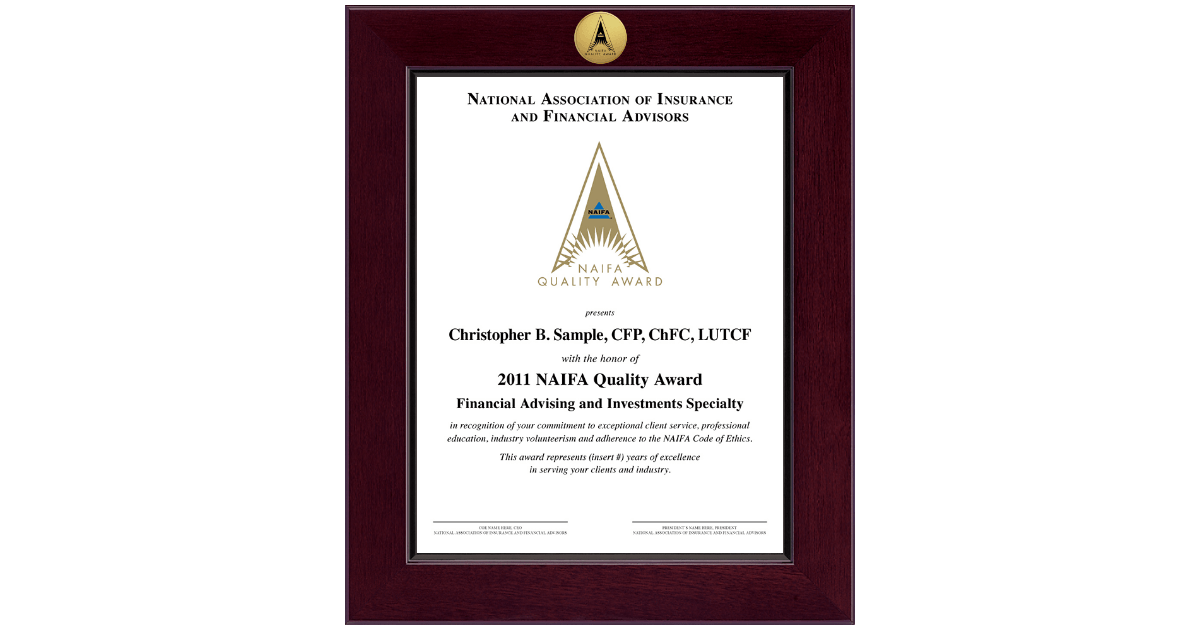 Century Gold Engraved Certificate Frame in Cordova National Association ...