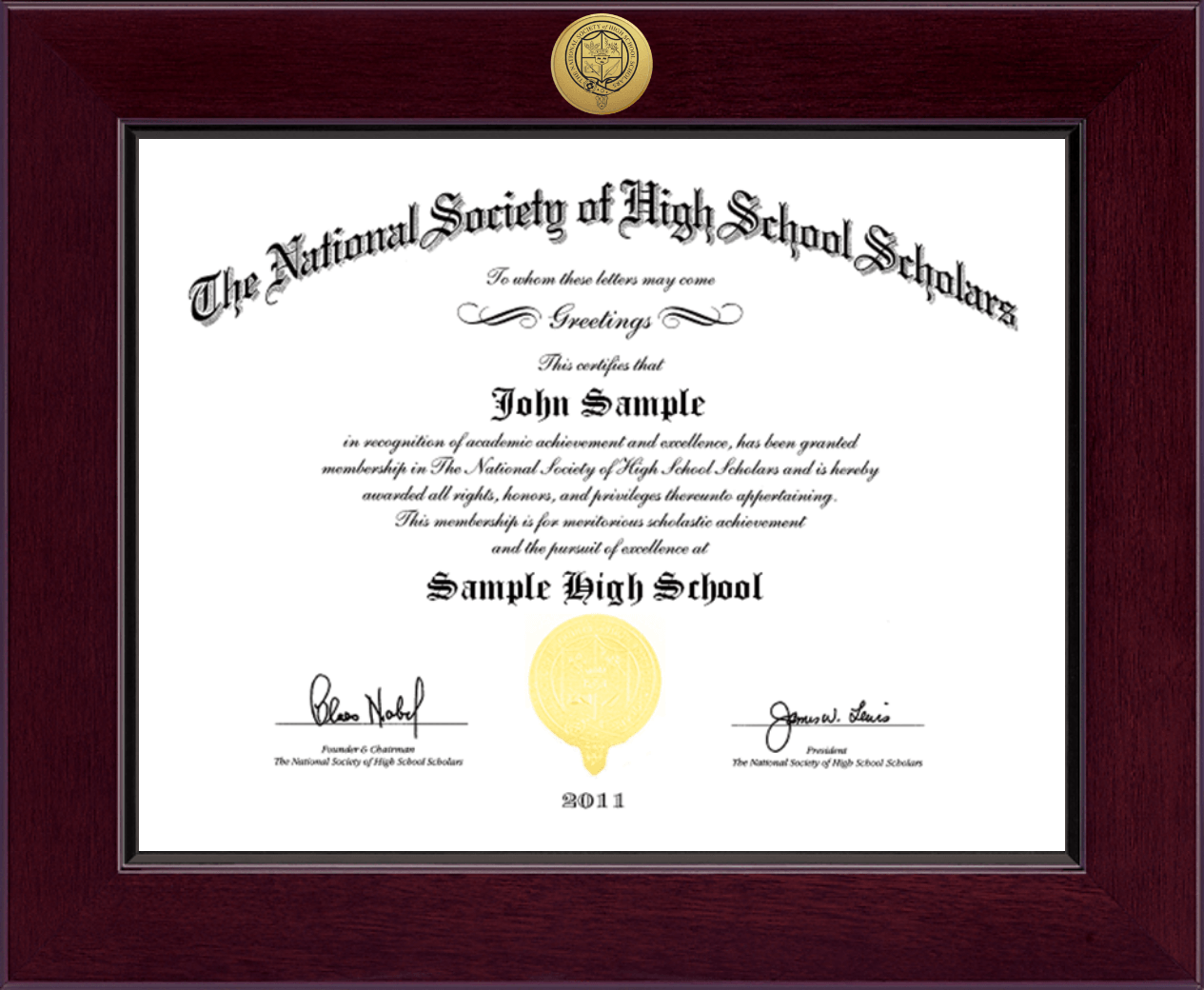 The National Society of High School Scholars Century Gold Engraved ...
