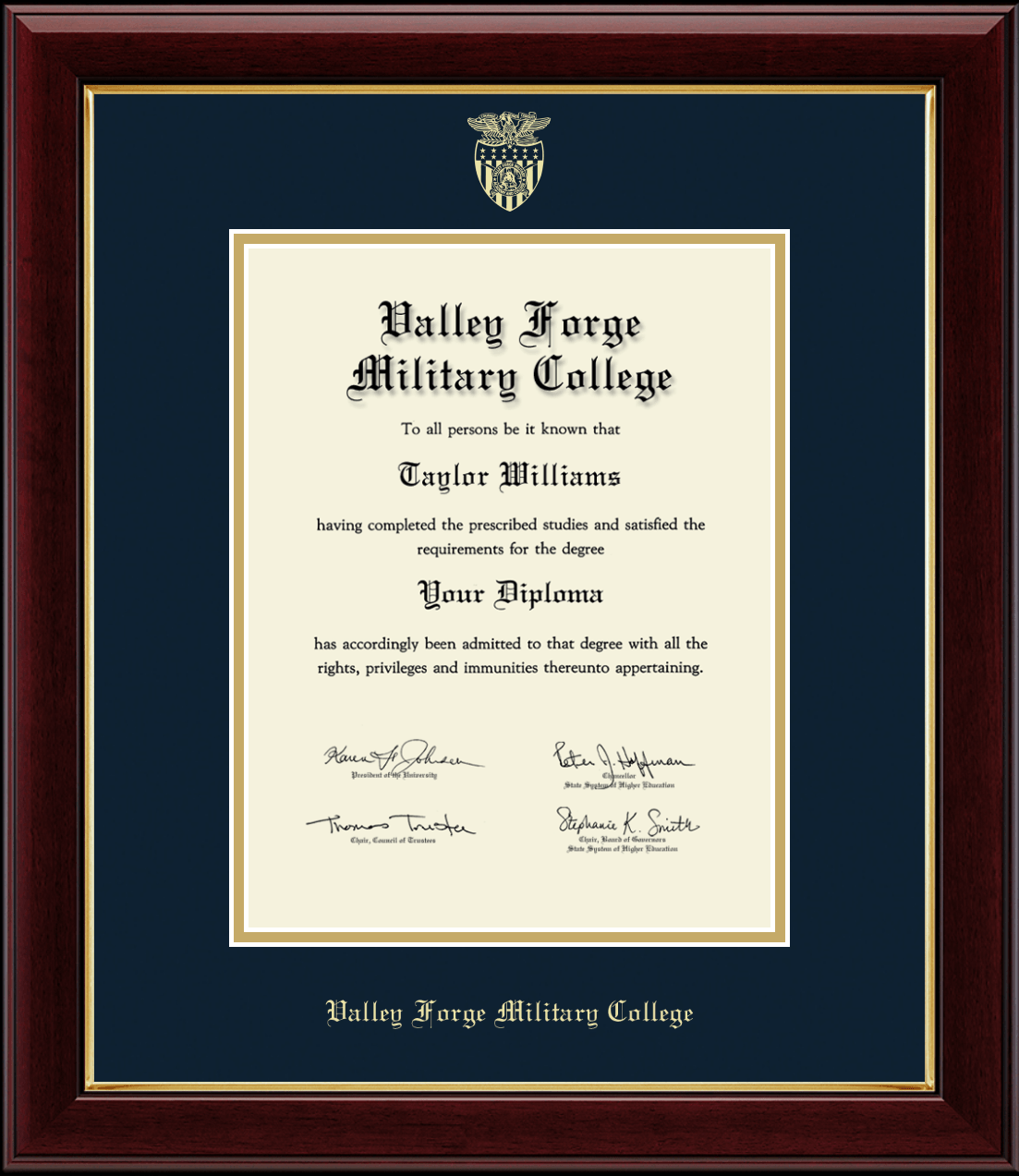 Valley Forge Military College Gold Embossed Diploma Frame in Gallery ...