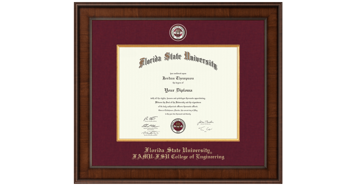 FSU College of Engineering Diploma Frames | Church Hill Classics