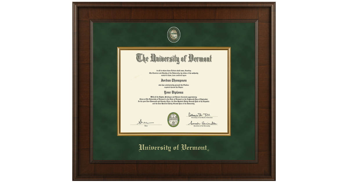 The University of Vermont Diploma Frame | Church Hill Classics