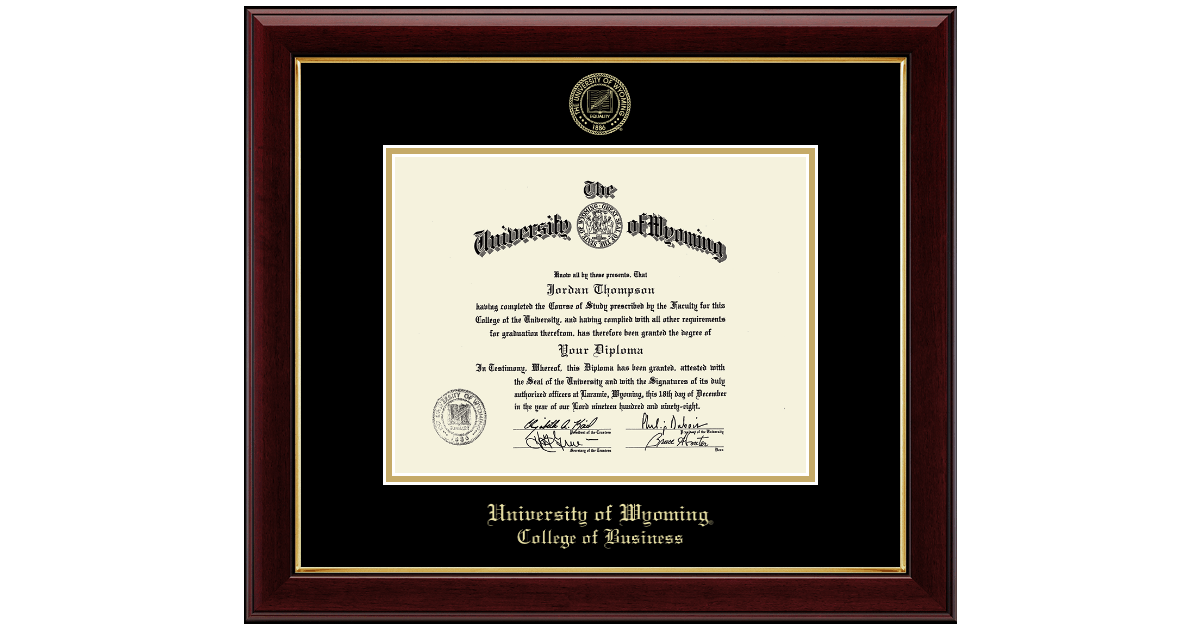 Gold Embossed Diploma Frame in Gallery University of Wyoming - Item ...