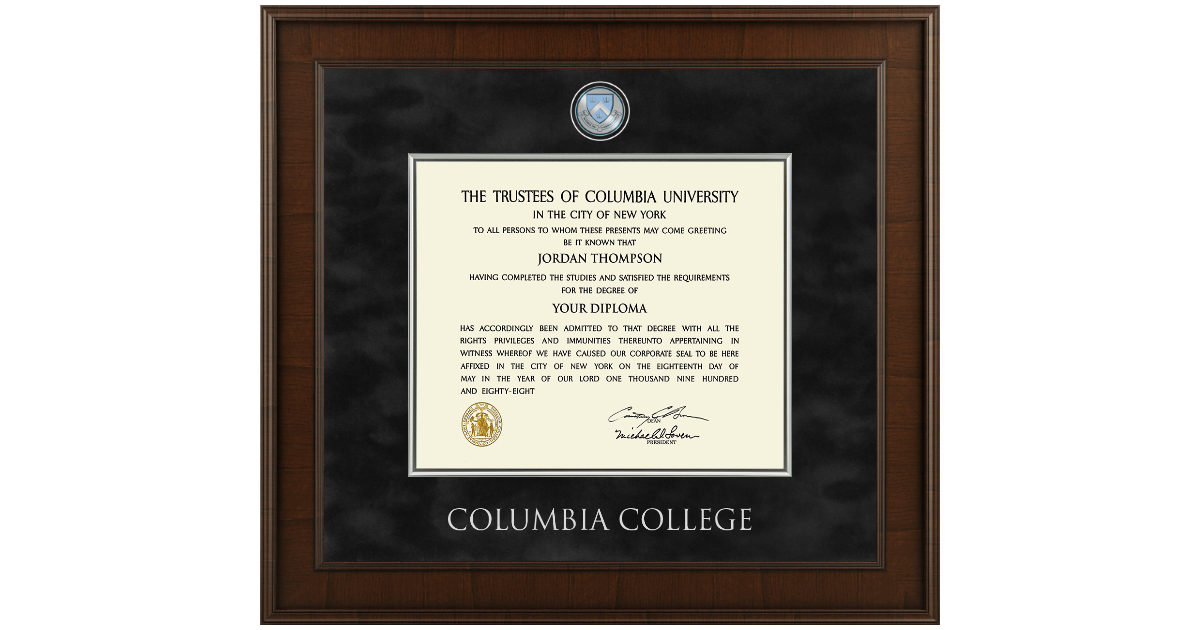 Columbia Columbia College Diploma Frames | Church Hill Classics