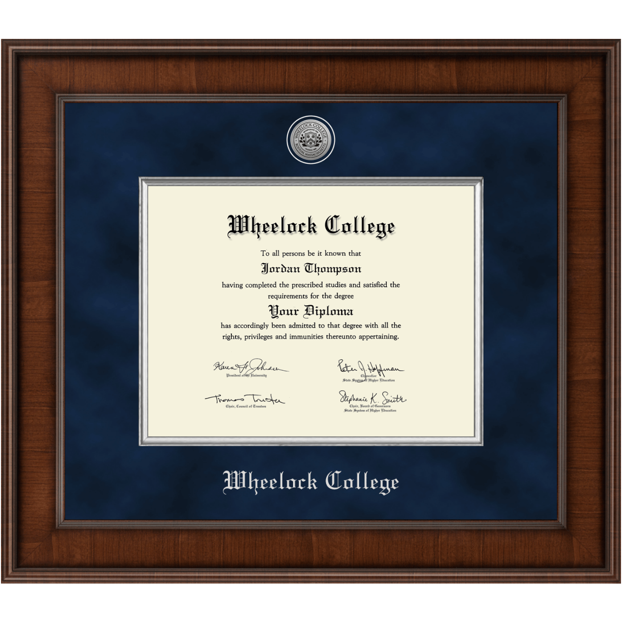 Presidential Silver Engraved Diploma Frame in Madison Wheelock College ...