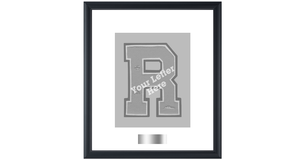 Silver Plate Varsity Letter Vertical Frame in Obsidian Varsity Letter ...