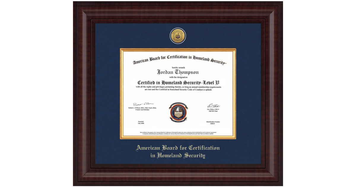 Presidential Gold Engraved Certificate Frame in Premier American Board ...