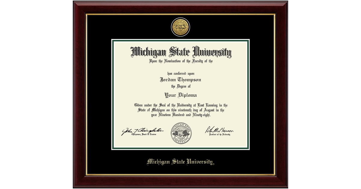 PhD - Gold Engraved Medallion Diploma Frame in Gallery Michigan State ...