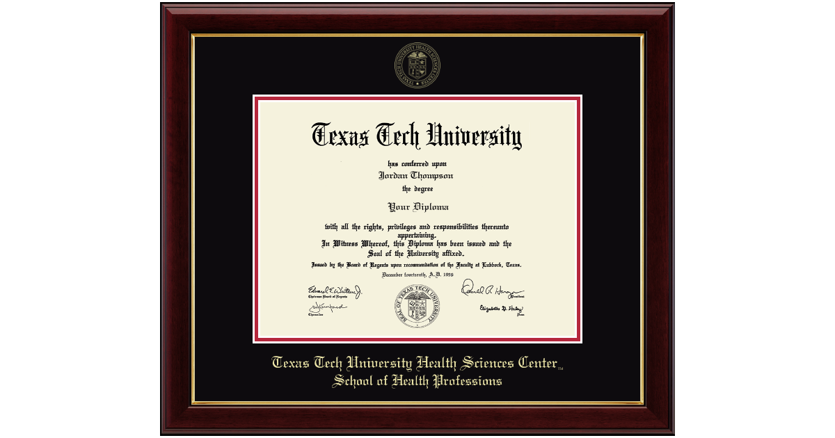 Gold Embossed Diploma Frame in Gallery Texas Tech University Health ...
