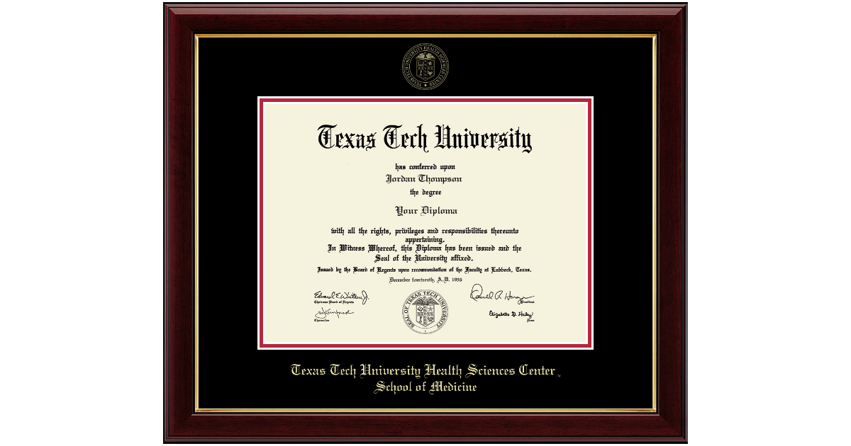 PhD- Gold Embossed Diploma Frame in Gallery Texas Tech University ...