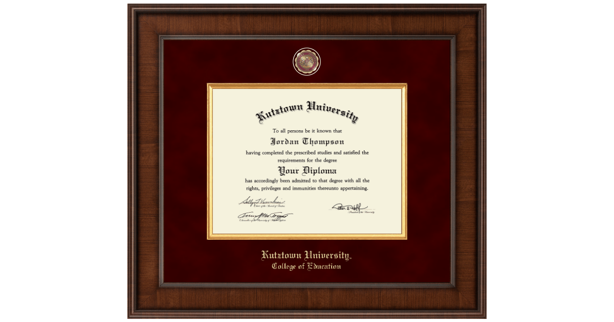 Kutztown College of Education Diploma Frames | Church Hill Classics