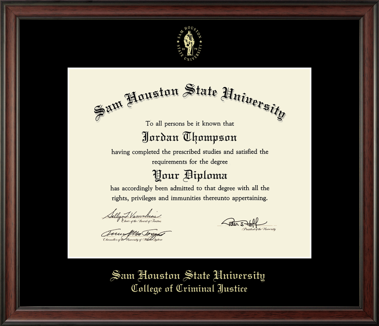 Sam Houston State University Gold Embossed Diploma Frame in Studio ...