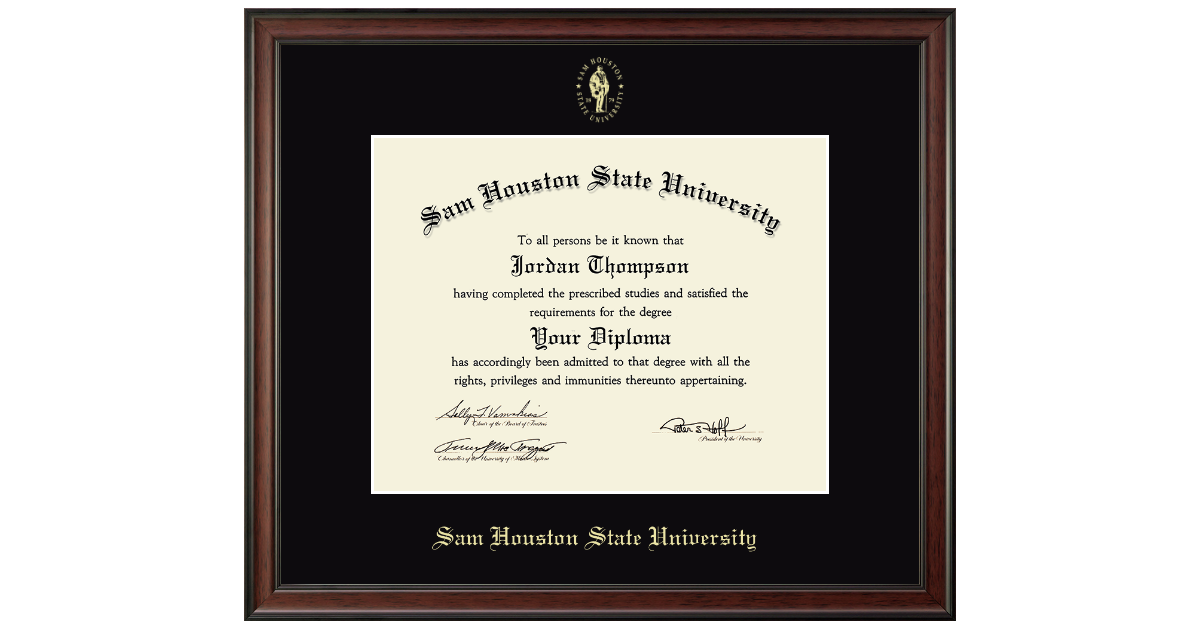 Gold Embossed Diploma Frame in Studio Sam Houston State University ...