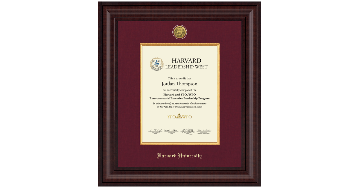 Vertical - Presidential Gold Engraved Certificate Frame in Premier Harvard University - Item ...