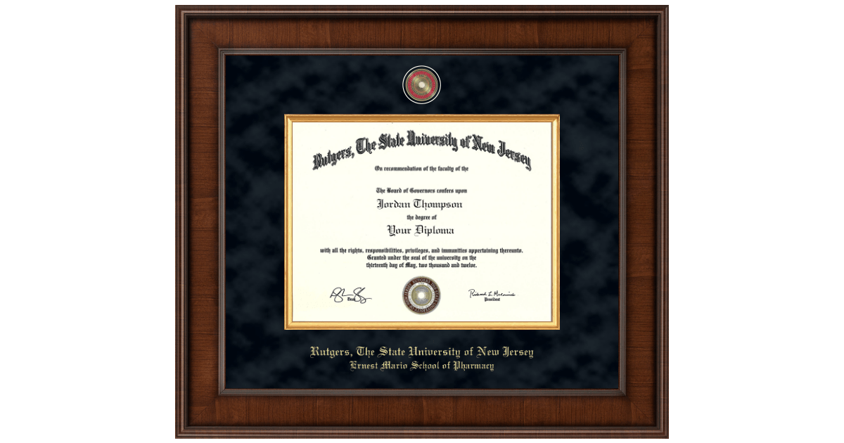 Rutgers Ernest Mario School of Pharmacy Diploma Frames