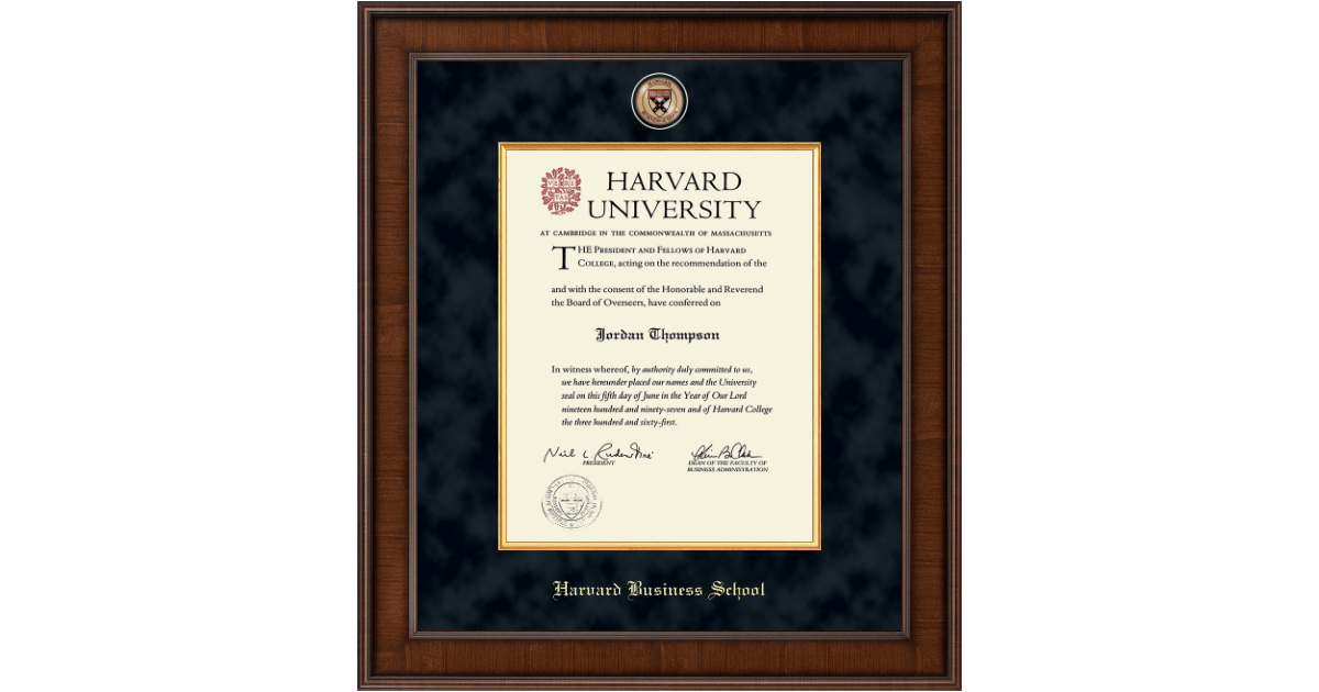 Presidential Masterpiece Diploma Frame in Madison Harvard University ...