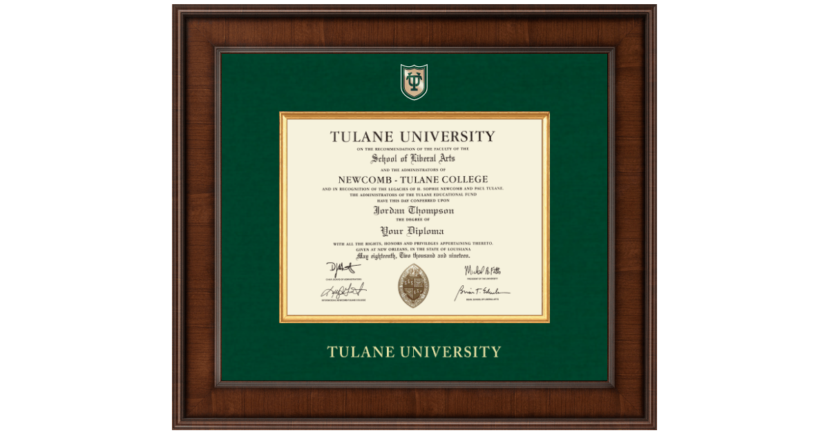 Tulane University Diploma Frame | Church Hill Classics