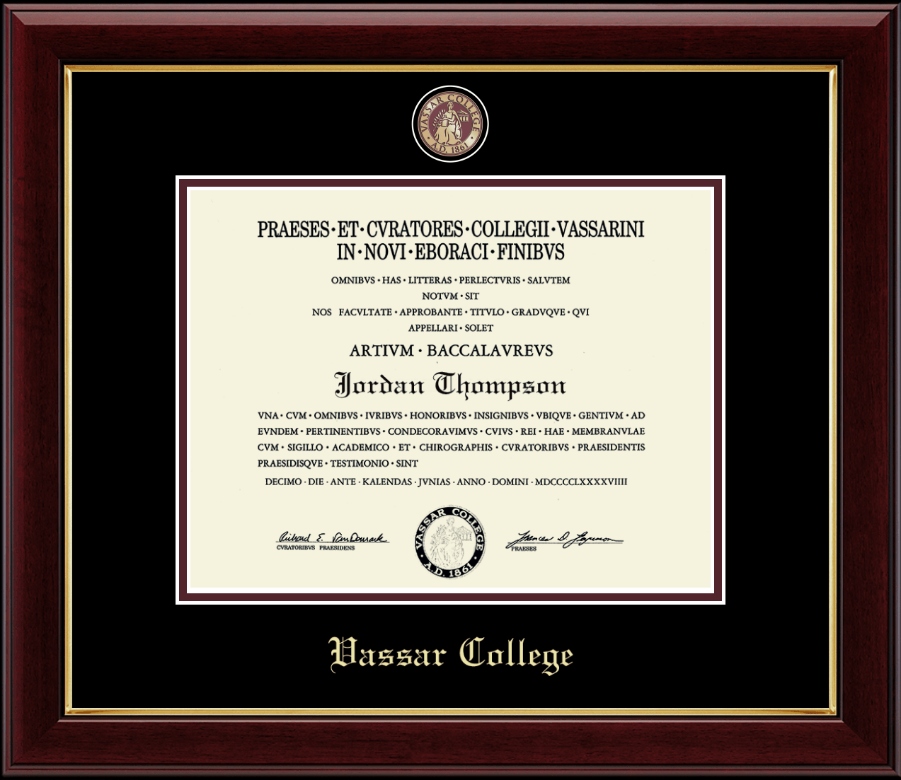 Vassar College Masterpiece Medallion Diploma Frame in Gallery - Item ...