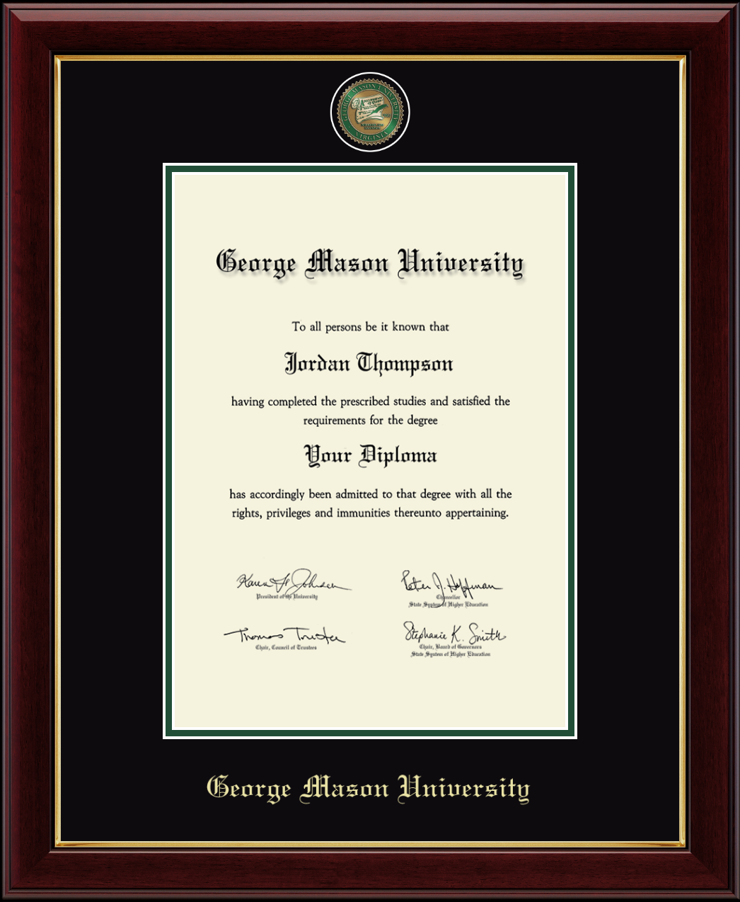 George Mason University Masterpiece Medallion Diploma Frame in Gallery ...