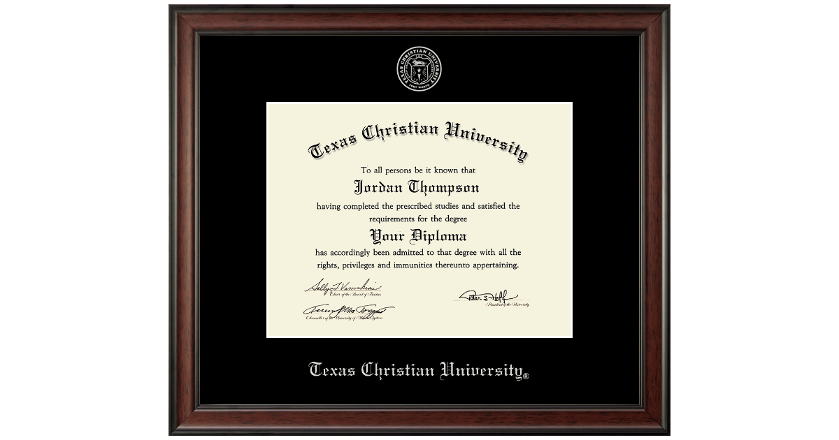 Silver Embossed Diploma Frame in Studio Texas Christian University ...