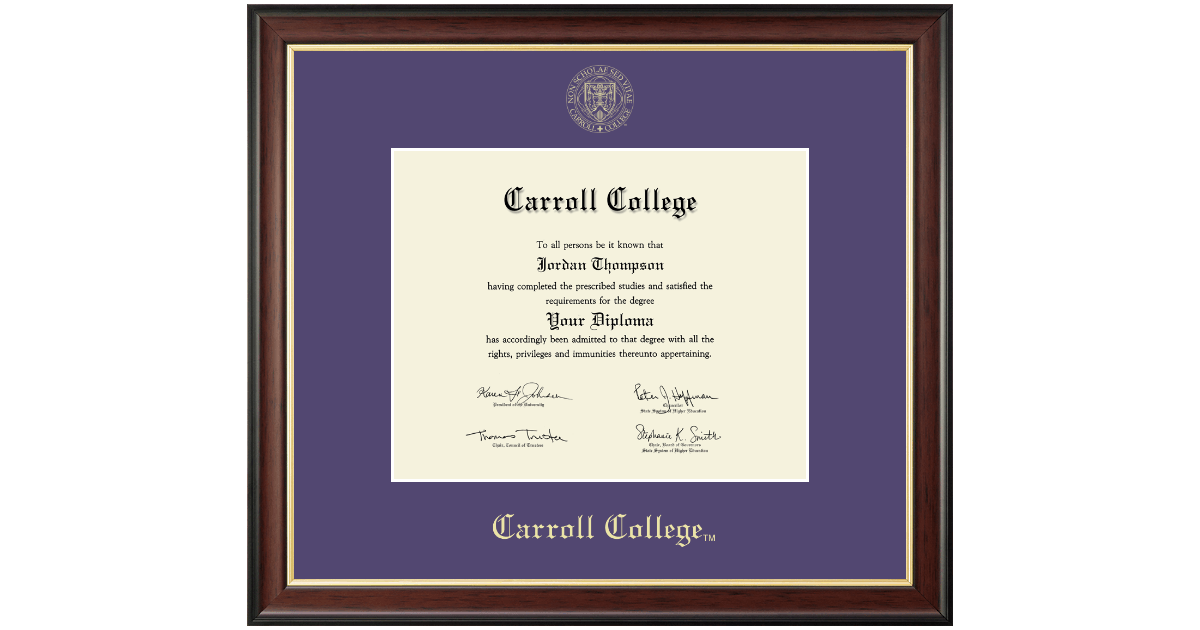 Gold Embossed Diploma Frame in Studio Gold Carroll College at Montana ...