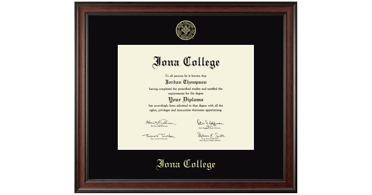 Gold Embossed Diploma Frame in Studio Iona College - Item #231140