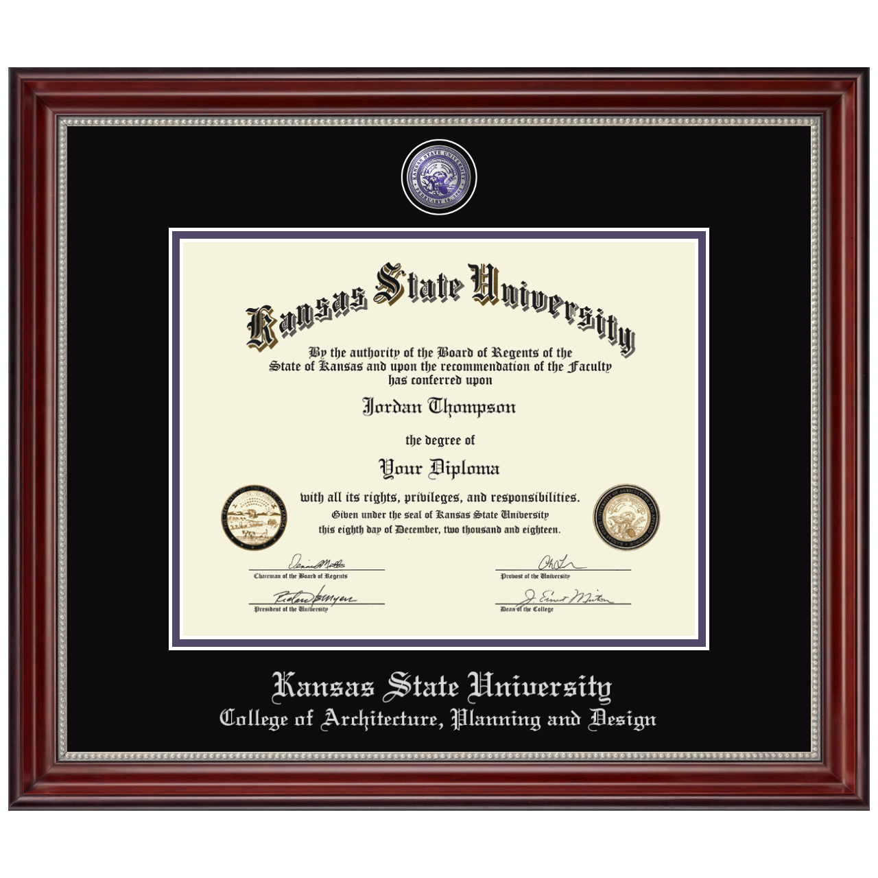 Masterpiece Medallion Diploma Frame in Kensington Silver Kansas State ...