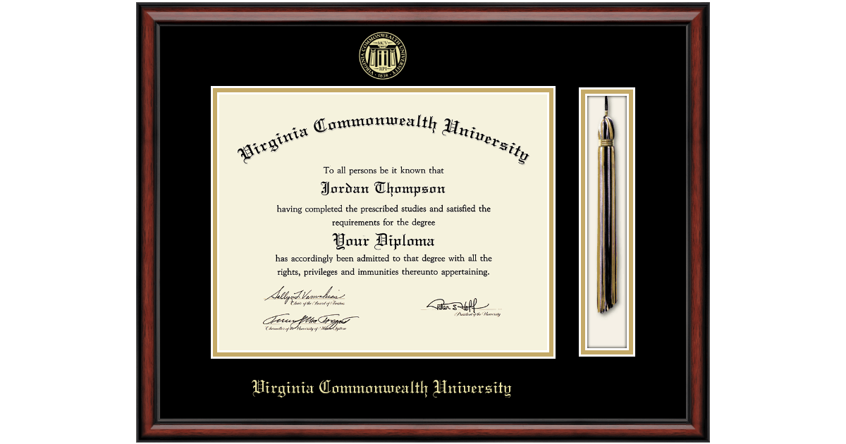 Tassel & Cord Diploma Frame in Southport Virginia Commonwealth ...