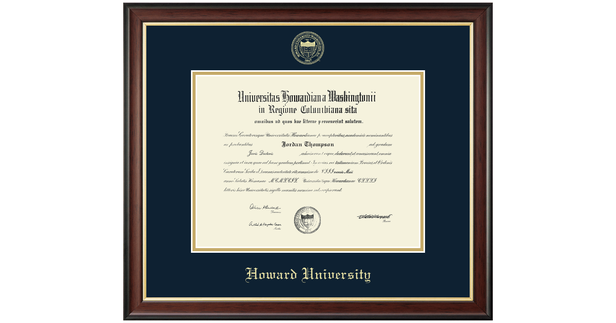 Gold Embossed Diploma Frame in Studio Gold Howard University - Item #231679