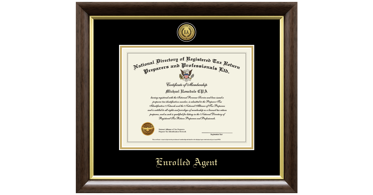 Enrolled Agent Gold Engraved Medallion Certificate Frame in Hampshire ...