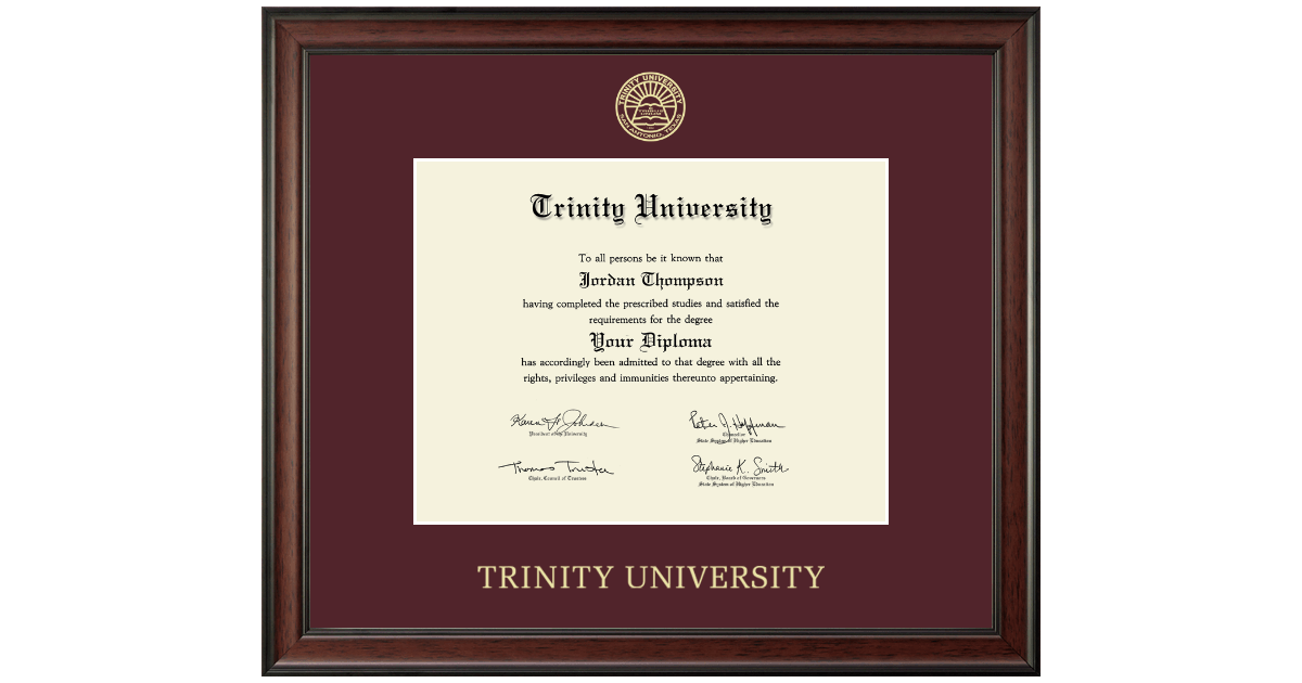 Gold Embossed Diploma Frame in Studio Trinity University - Item #232180