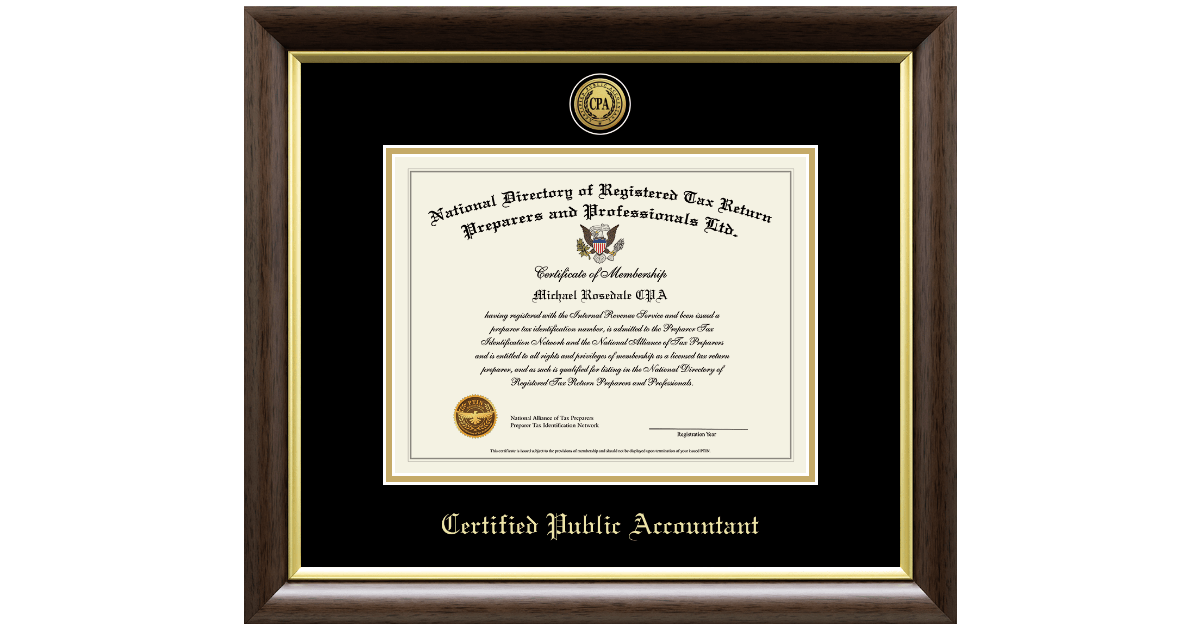 Certified Public Accountant Gold Engraved Medallion Certificate Frame ...