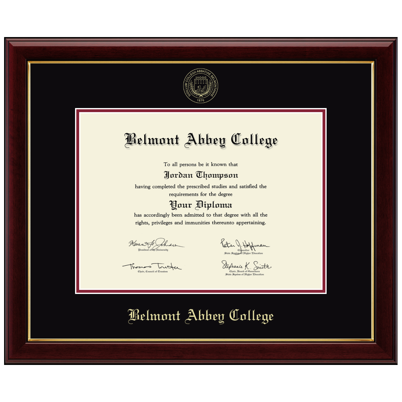 Gold Embossed Diploma Frame in Gallery Belmont Abbey College - Item #232308