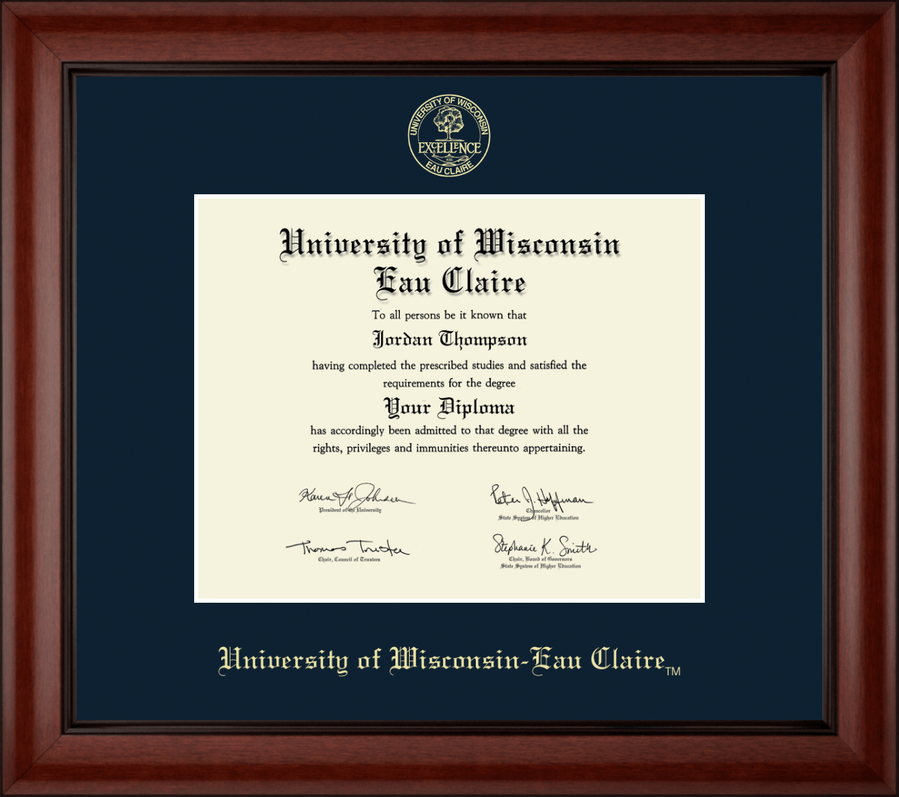 University of Wisconsin Eau Claire Gold Embossed Diploma Frame in ...