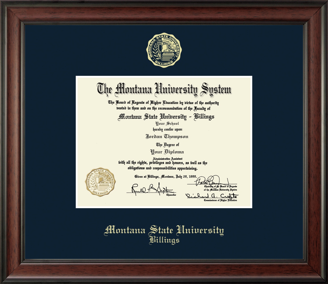 Montana State University Billings Gold Embossed Diploma Frame in Studio ...