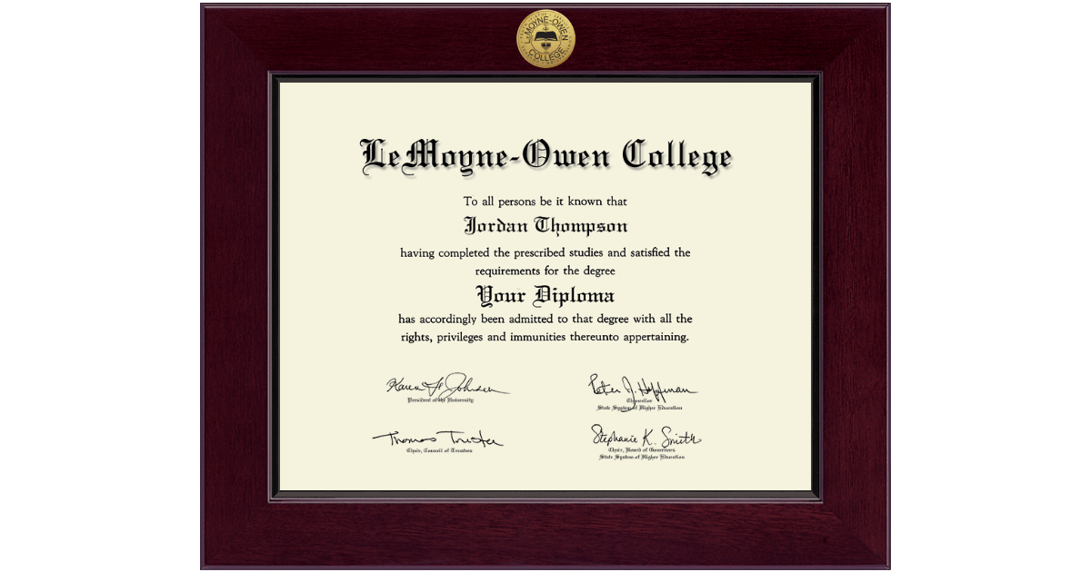 Century Gold Engraved Diploma Frame in Cordova LeMoyne-Owen College ...