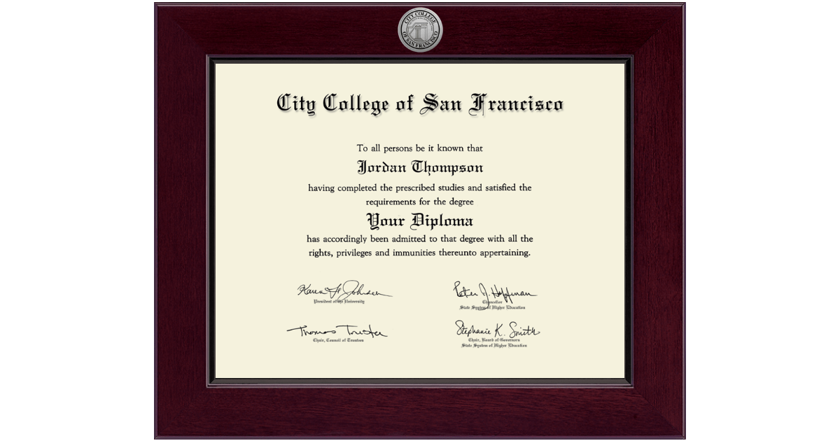 Century Silver Engraved Diploma Frame in Cordova City College of San ...