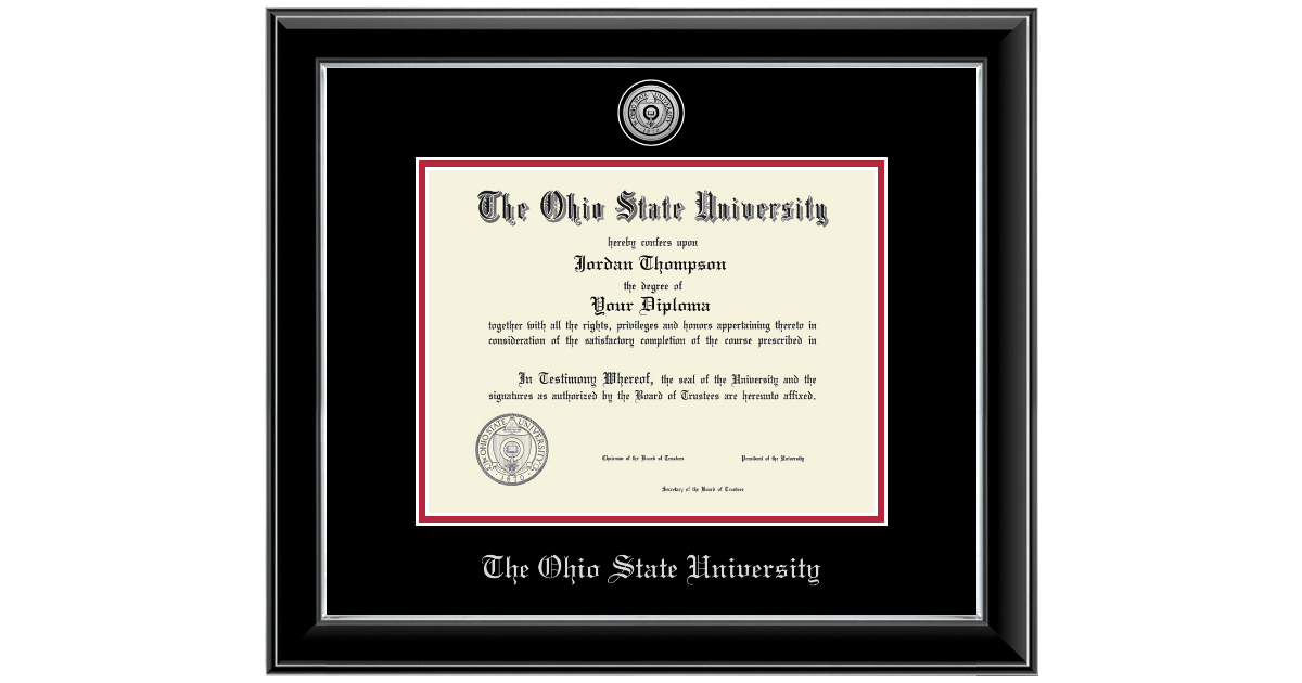 Silver Engraved Medallion Diploma Frame in Onyx Silver The Ohio State ...