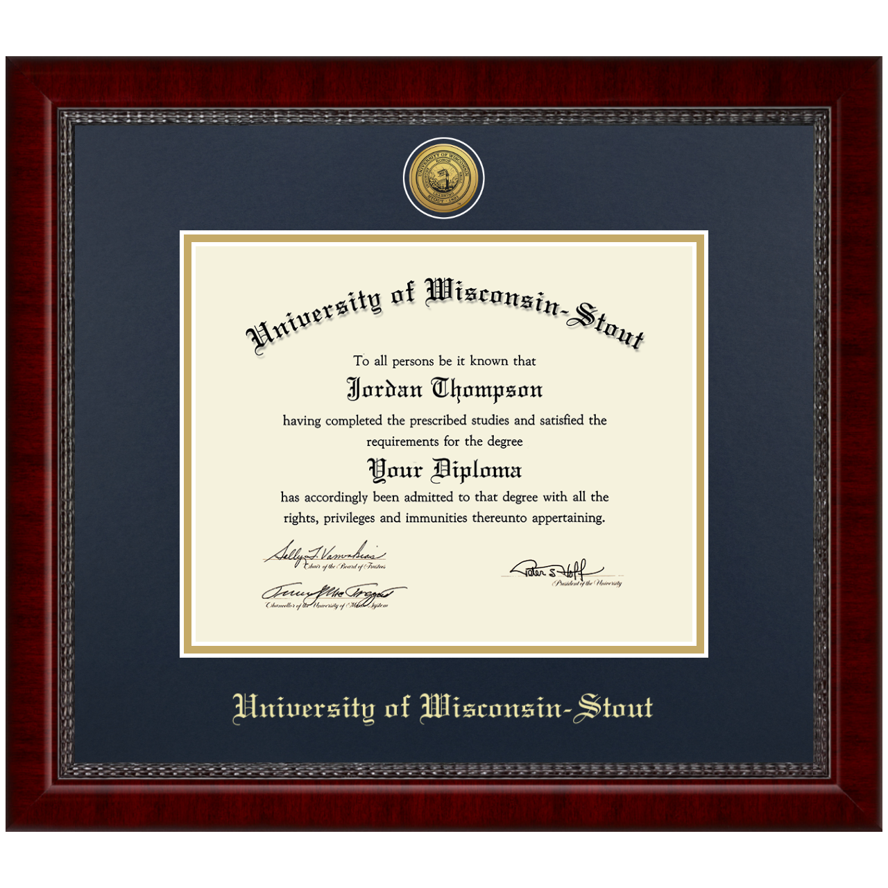 Gold Engraved Medallion Diploma Frame in Sutton University of Wisconsin ...