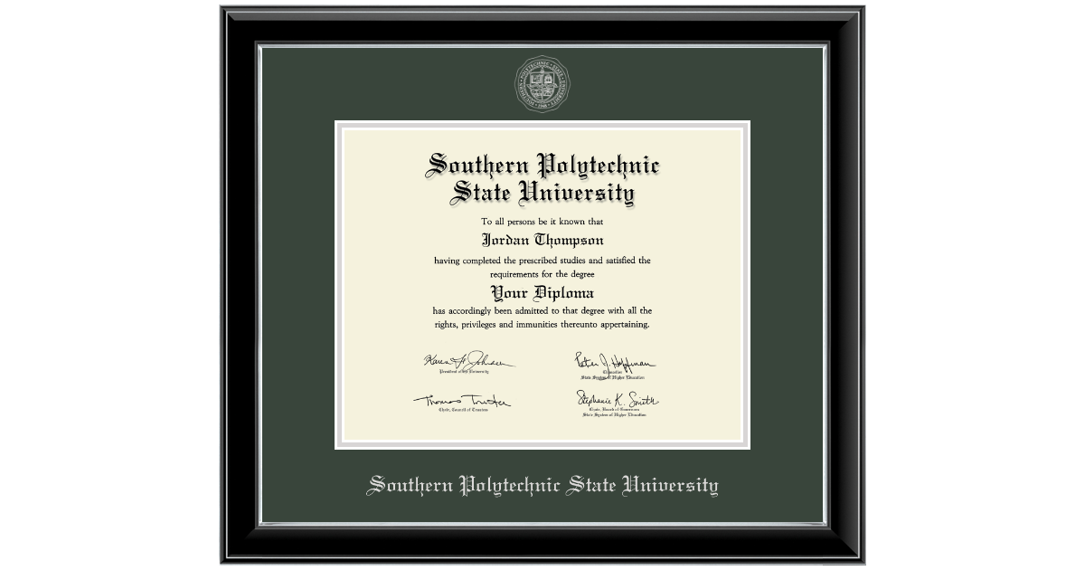 Silver Embossed Diploma Frame in Onyx Silver Southern Polytechnic State ...