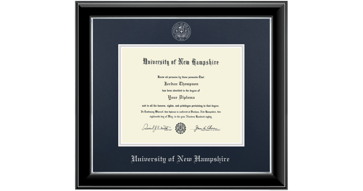 Silver Embossed Diploma Frame in Onyx Silver University of New Hampshire - Item #235764 from ...