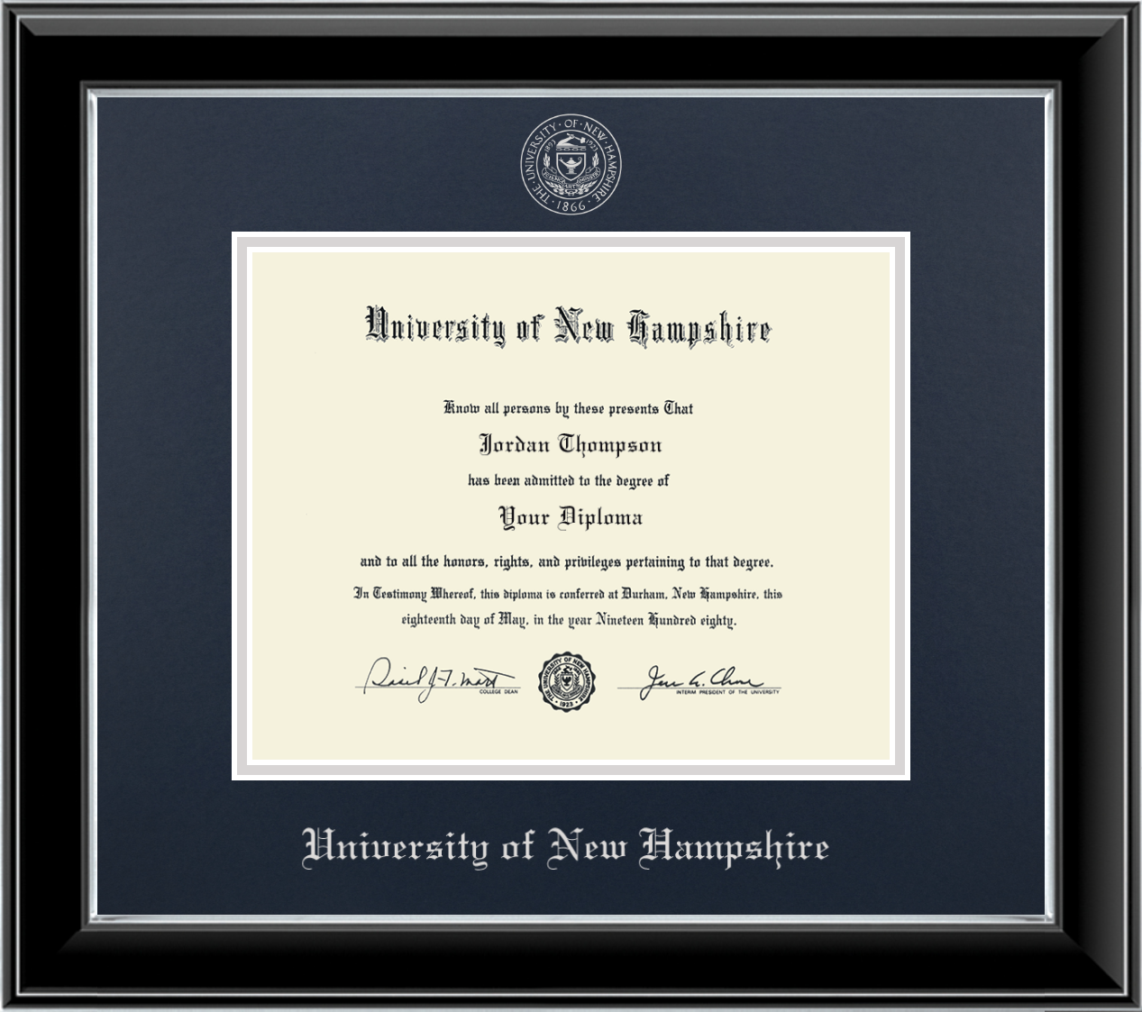 University of New Hampshire Silver Embossed Diploma Frame in Onyx ...