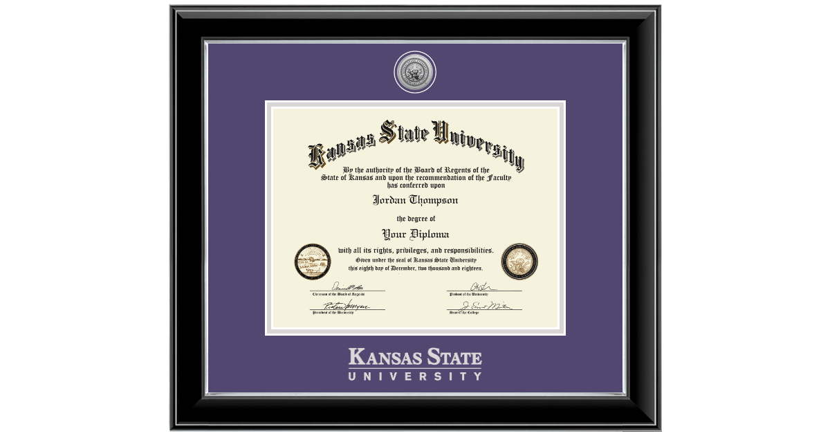 Silver Engraved Medallion Diploma Frame in Onyx Silver Kansas State ...