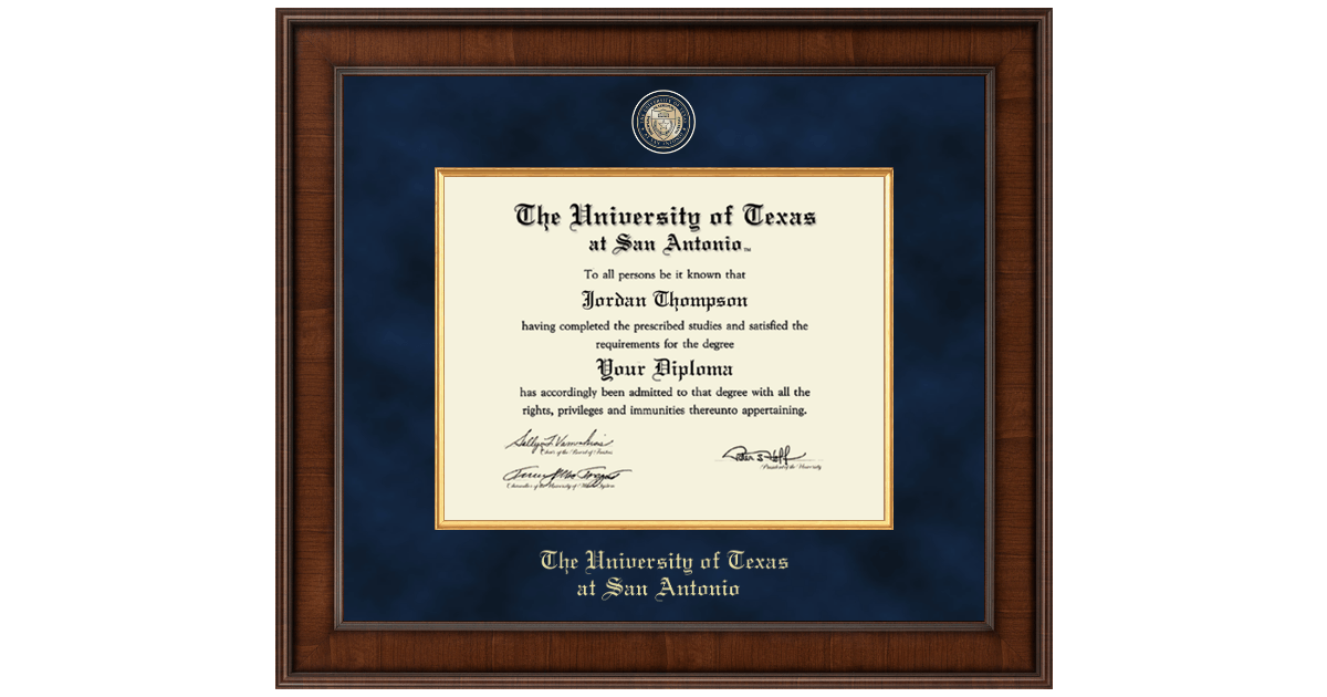 The University of Texas San Antonio Diploma Frame | Custom Frames ...